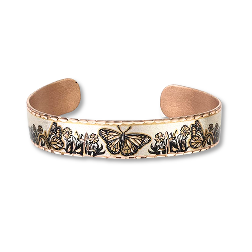 Artisan Copper Butterfly Narrow Cuff Bracelet for Women Unique ...