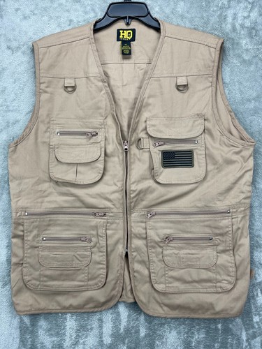 HQ Issue Men's Tactical Vest Zip Up Beige XL Cotton Blend Concealed ...