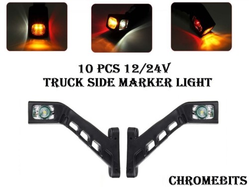 10 Pcs 3 Function Side Stalk Marker Led Lights Clear Lens Trailer Truck ...
