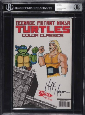 TEENAGE MUTANT NINJA TURTLES TMNT IDW HULK HOGAN SKETCH COVER SIGNED 1/ ...