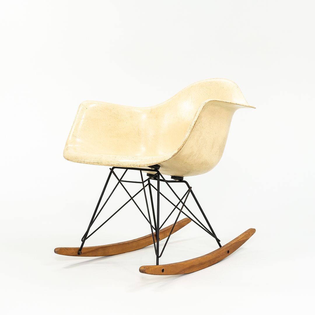 C. 1956 Herman Miller Eames RAR Rocking Arm Shell Chair in Parchment ...