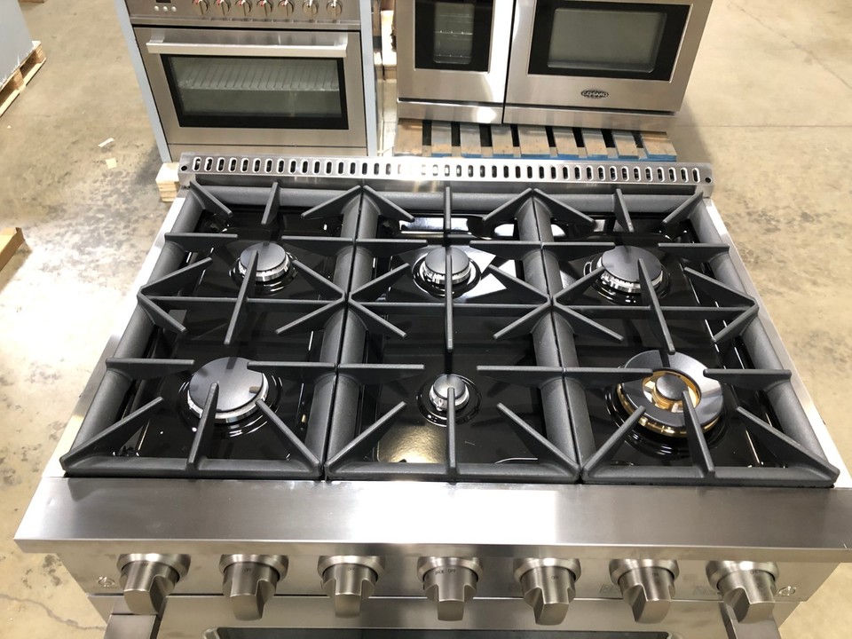 36 in. Gas Range, 6 Burners, Stainless Steel (OPEN BOX, COSMETIC ...