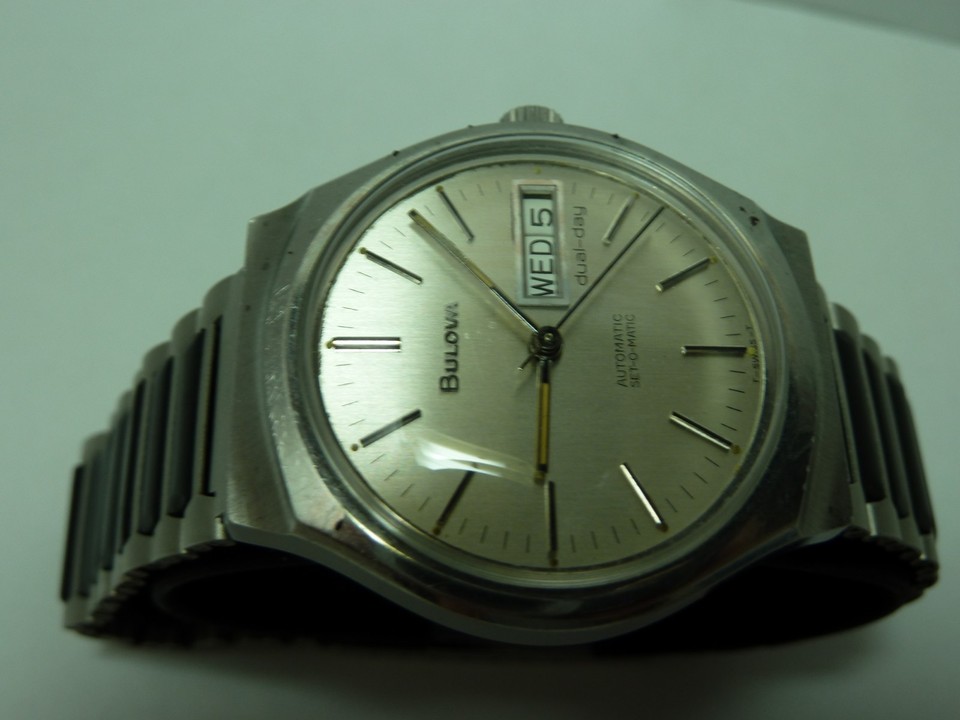 MEN'S VINTAGE BULOVA N7 AUTOMATIC SET-O-MATIC DUAL- DAY QUICK SET WATCH ...
