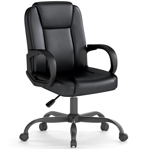 Small Office Chair, Executive PU Leather Desk chair Mid back Swivel ...