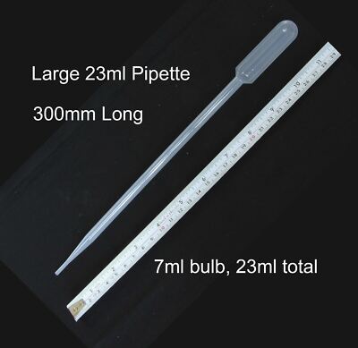 Huge 23ml Pasteur Pipettes plastic pack of 10 extra long disposable ...