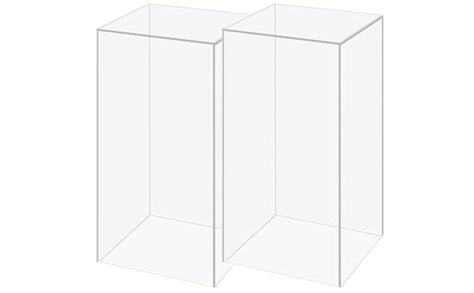 Set of 2 White Acrylic Cube Display Acrylic Pedestal Stand Art Decor ...