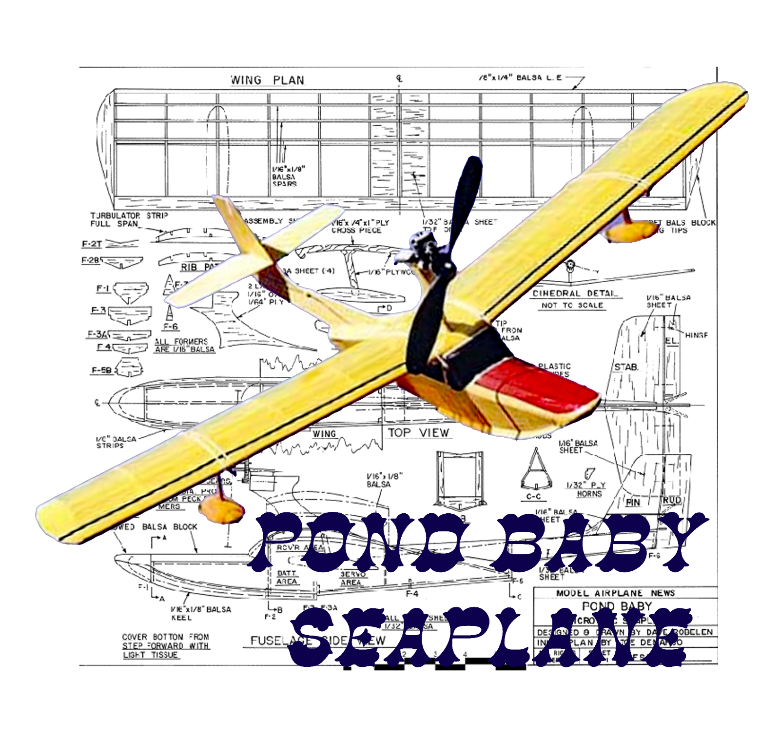 Pond Baby Micro Seaplane 18" WS RC Airplane Laser Cut Balsa Short Kit ...
