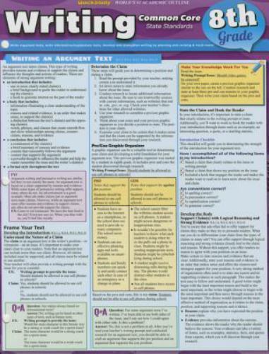 Writing Common Core 8th Grade : A QuickStudy Laminated Reference Guide ...