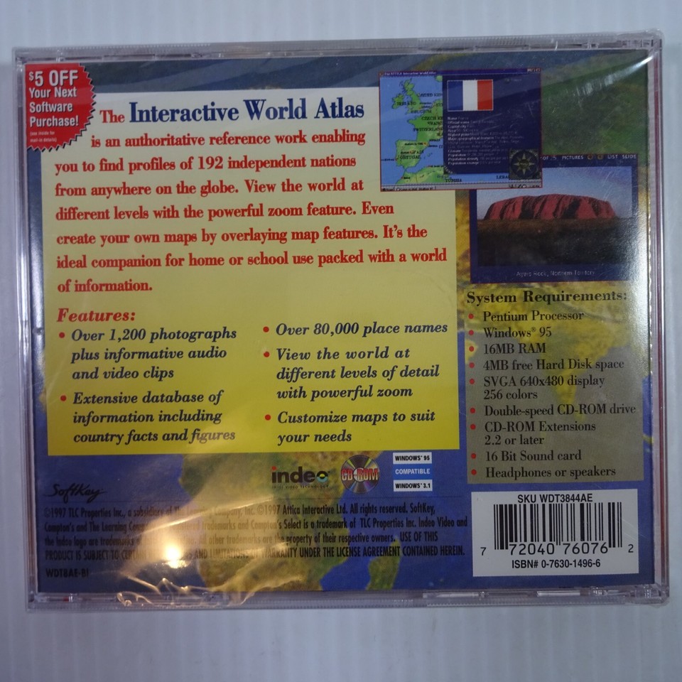The Learning Company Compton's Interactive World Atlas CD ROM NEW ...