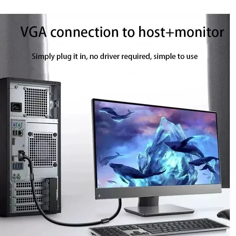 3m VGA Cable SVGA 15 Pin PC Computer Monitor LCD Extension Male to Male ...