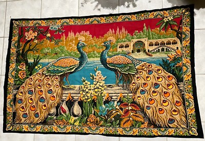 Vintage Wall Hanging Tapestry Peacocks Vibrant Colors 38x60 | eBay
