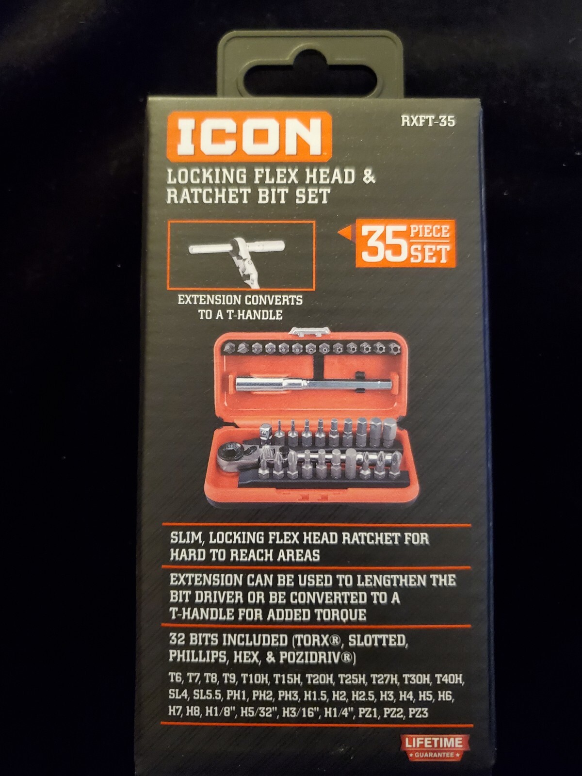 ICON RXFT-35 Locking Flex Head Ratchet And Bit Set, 35 Pc. 1/4" drive ...