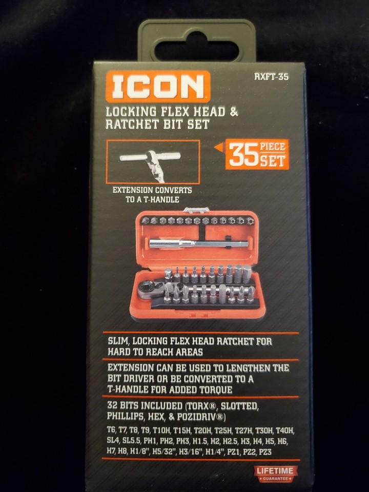 ICON RXFT-35 Locking Flex Head Ratchet And Bit Set, 35 Pc. 1/4" drive ...