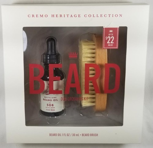 Cremo Heritage Collection Gift Set Beard Oil & Brush Men's Facial ...