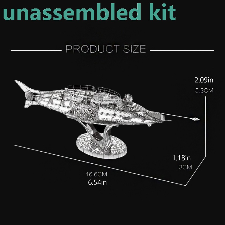1:100 3D Metal Kits Nautilus Nuclear Submarine Model Unassembled Kit ...