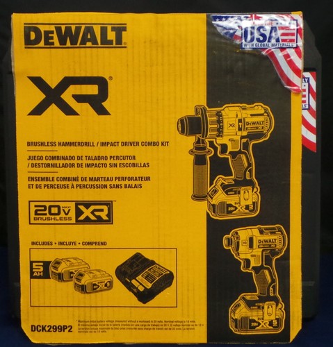 DEWALT DCK299P2 20V MAX XR Brushless Hammer Drill/Impact Combo Kit ...