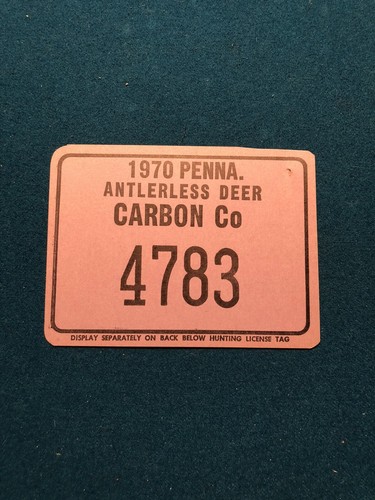 1970 Carbon County Pennsylvania Antlerless Deer Hunting Permit License ...