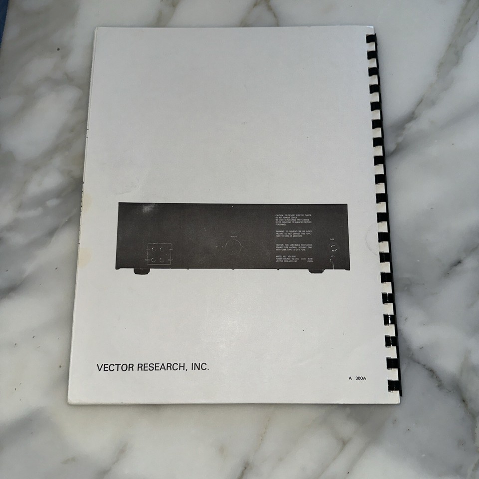 Vector Research VCX-300 Operation Manual Remote Control Unit / VRC-2 ...