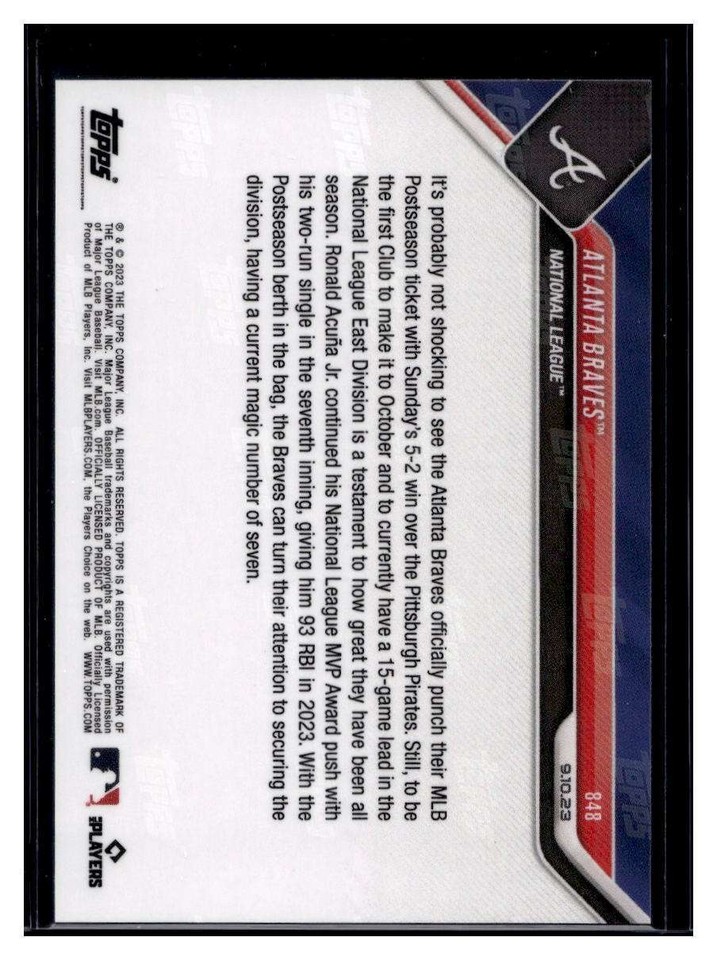 2023 Topps Now #848 Atlanta Braves Base Card (Qty) | eBay