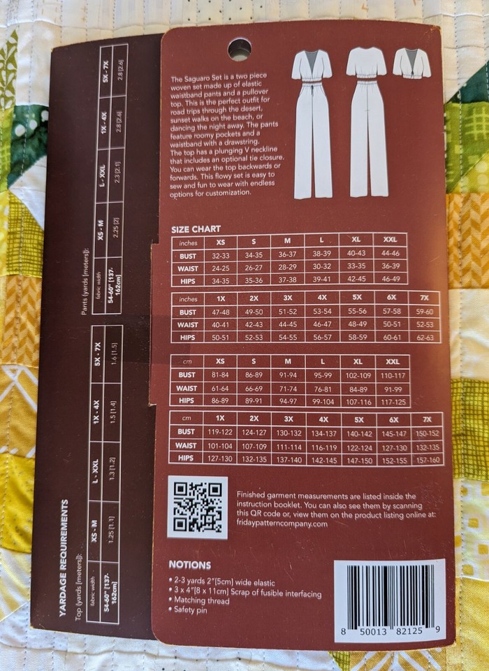 Saguaro Set - Sewing Pattern - FPC - Sizes XS-7X | eBay