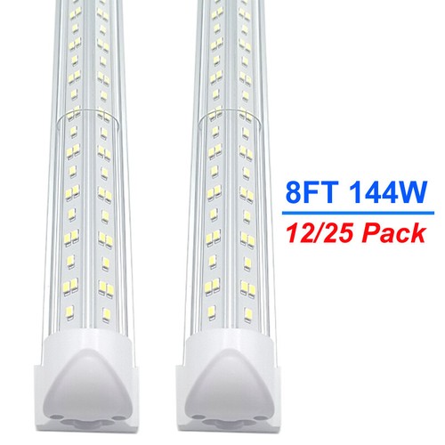 12/25Pack 8 FT LED Shop Light Fixture High Wattage Commercial Garage ...