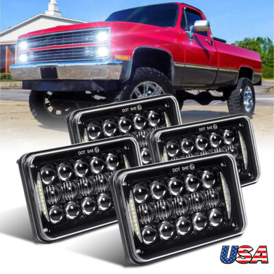 For Chevy Pickup 1981-1987 C10 K10 K20 4x6" inch LED DRL Headlights ...