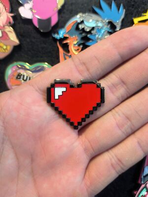 Game Undertale Red Heart Shape Mosaic Pixel Metal Enamel Badge Brooch ...