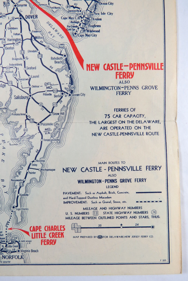New Castle Pennsville Ferry Road Map Brochure Fast Motor Routes 1941 | eBay