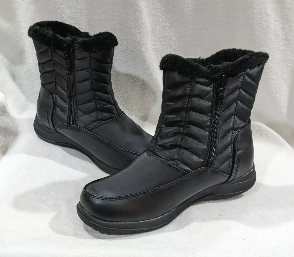Totes Women's Jara Black Waterproof Winter Boots Size 11 zipper closure ...