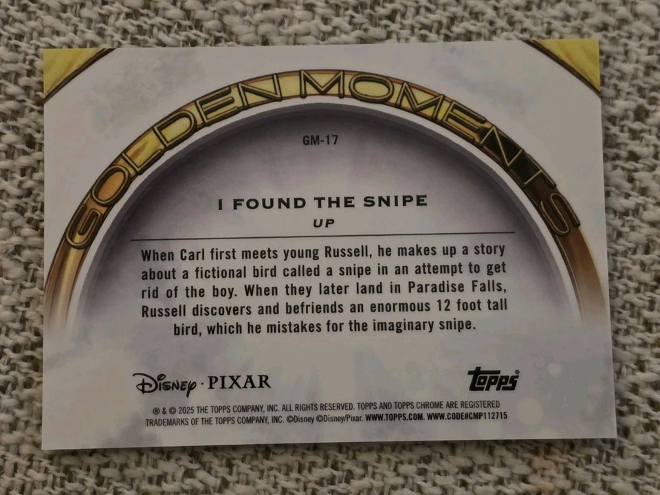 2025 Topps Chrome Pixar Gold I Found The Snipe Golden Moments Russel UP ...