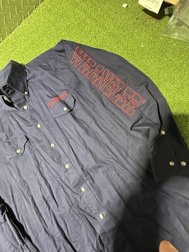 VINTAGE Wrangler Button Up Shirt Mens 2XL Rodeo Spellout Cowboy Western ...