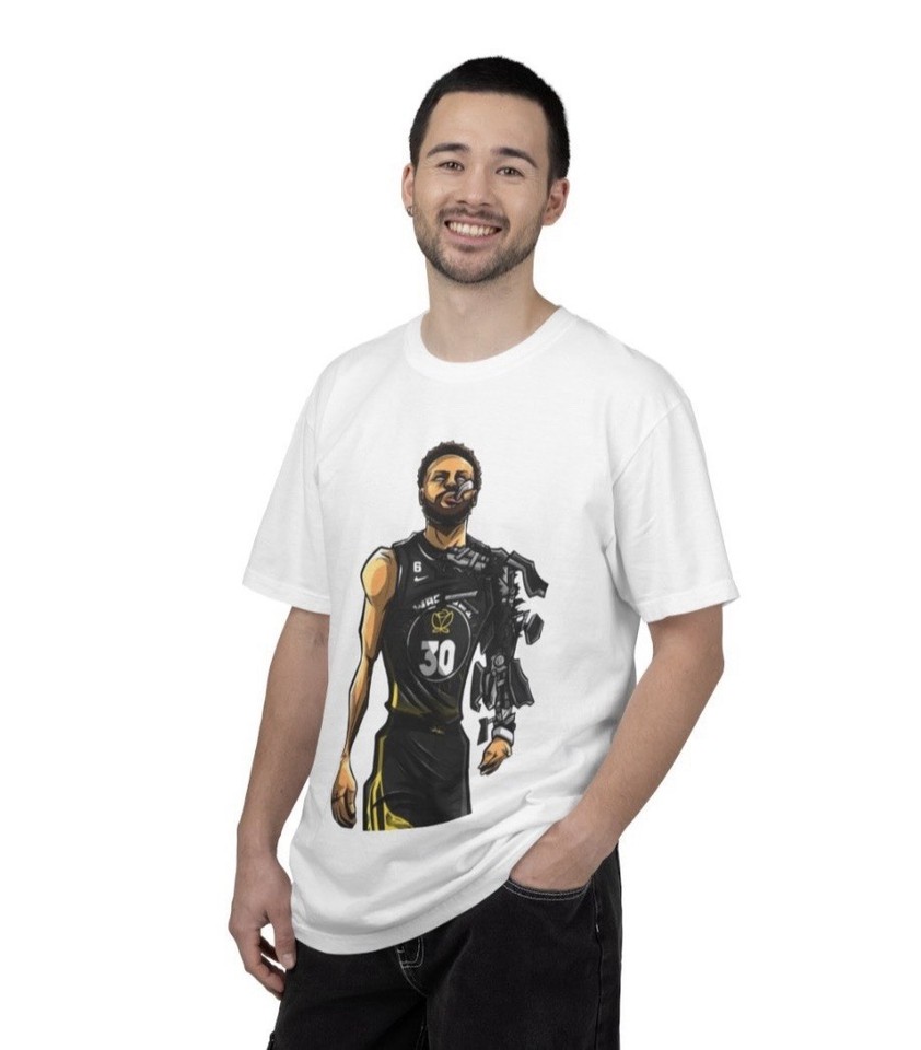 Steph Curry Half Man Half Android Basketball White T Shirt Size Large ...