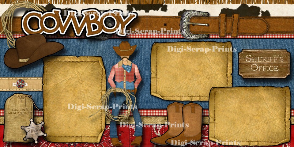 COWBOY 2 premade scrapbook pages paper piecing horse boy LAYOUT ...