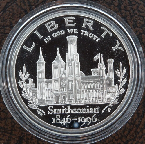 1996-P Smithsonian Proof Silver Dollar US Mint Commemorative $1 with ...