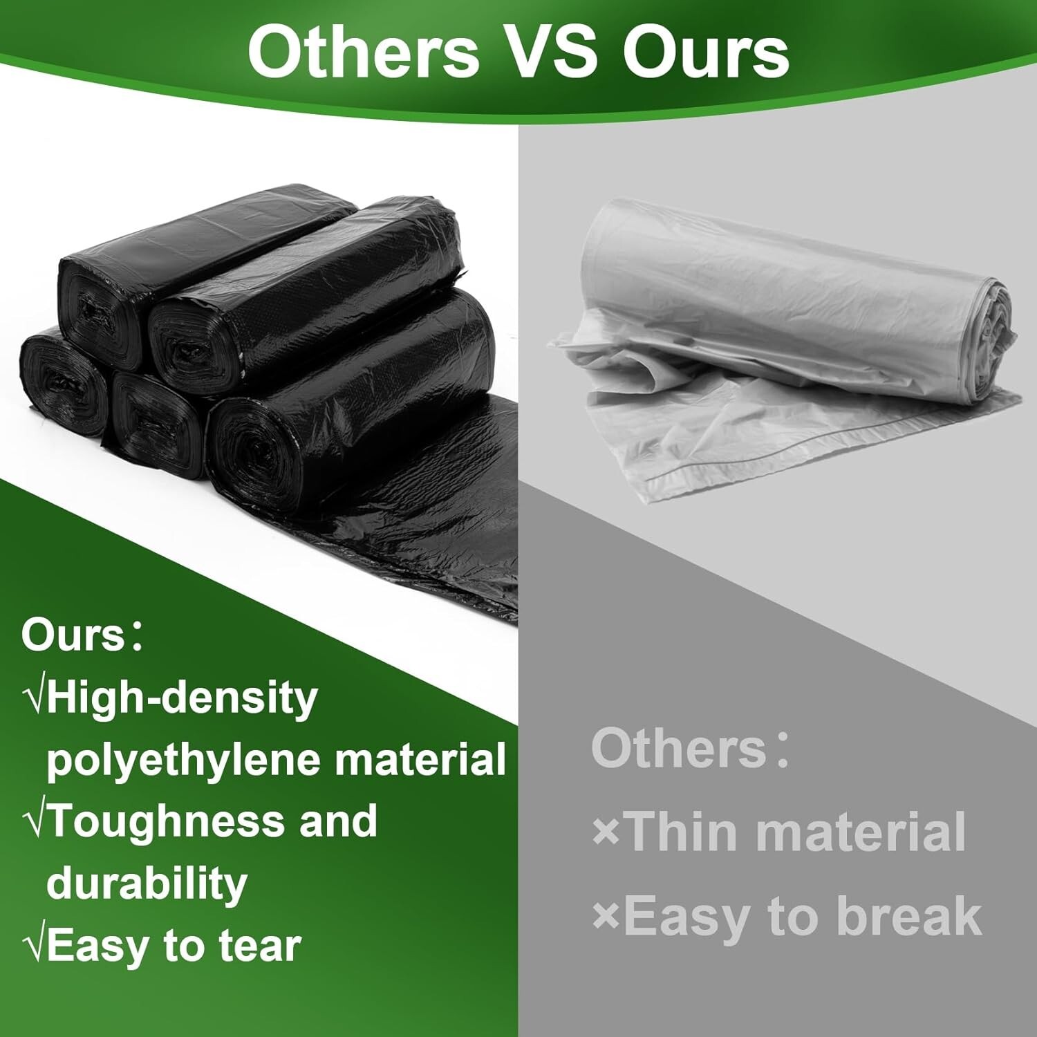 Trash Bags Bulk - 100 Count Garbage Bags 4 Gallon Trash Bag Small Trash ...