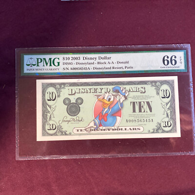 Donald Duck $10 2003 DISNEY DOLLAR PMG GRADED 66 DIS85 Block A ...