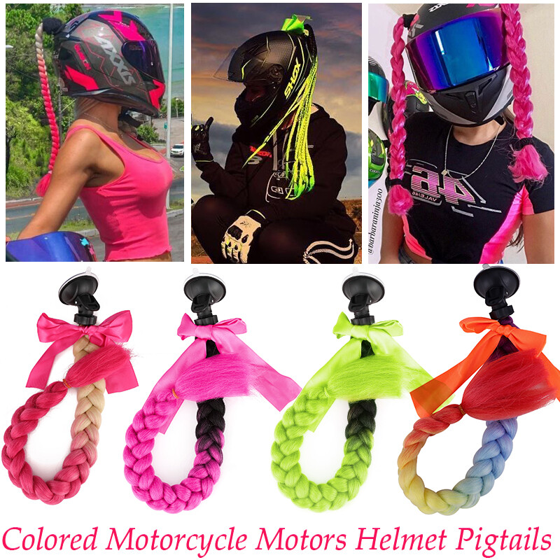 Gradient Ramp Helmet Braid / Ponytail Hair Pigtail For Motorcycle Bike ...