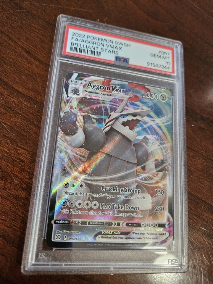 Pokémon TCG Aggron VMAX Brilliant Stars 097/172 Holo Ultra Rare PSA 10 ...