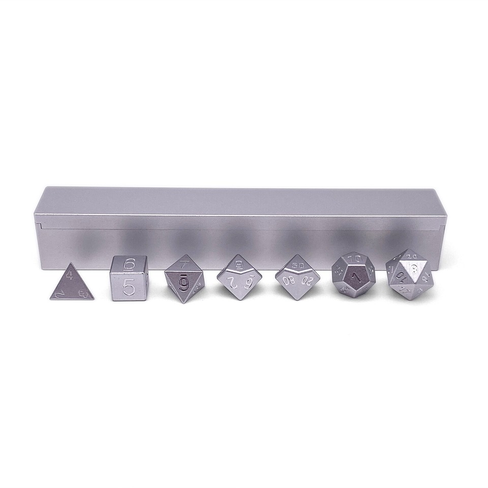 Precision CNC Aluminum Dice Set with Dice Vault – Mithiral Silver | eBay