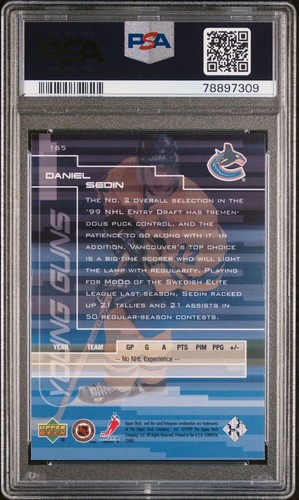 1999-00 Upper Deck Gold Reverse Daniel Sedin Rookie RC Young Guns PSA 9 ...