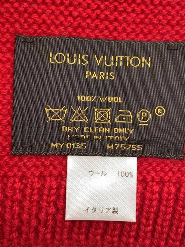 LOUIS VUITTON Scarf LV Collage Monogram RED Wool RED Women s From Japan ...
