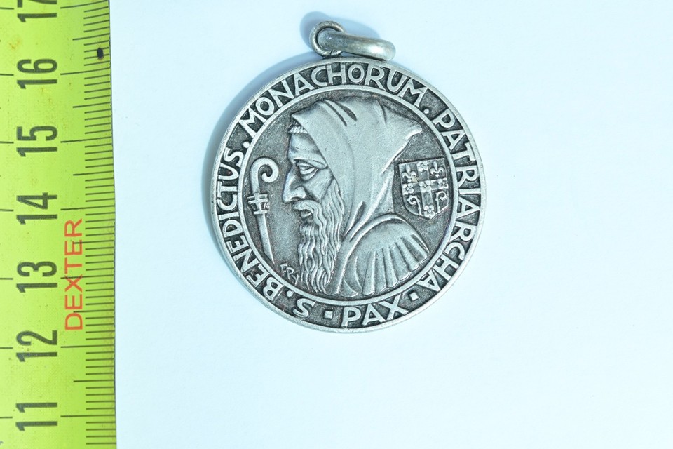 Vintage Religious Medal Fernand PY Art Deco Medal Large BENOIT Exorcist ...