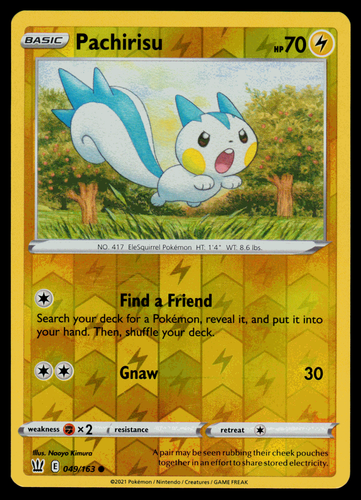 Pokemon Card - SWSH - Battle Styles Pachirisu 049/163 Reverse Holo - NM ...