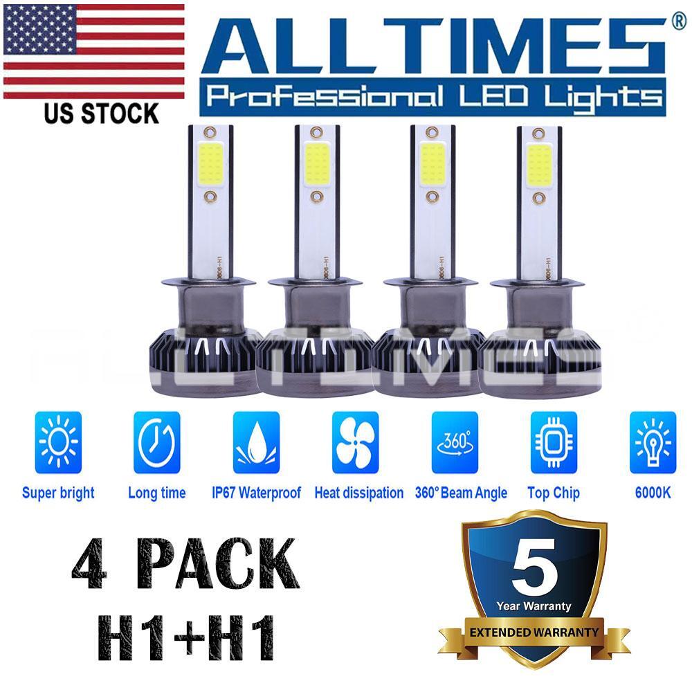4PCS H1 LED Headlight Bulbs Conversion Kit Hi-Low Light 6000K Super ...