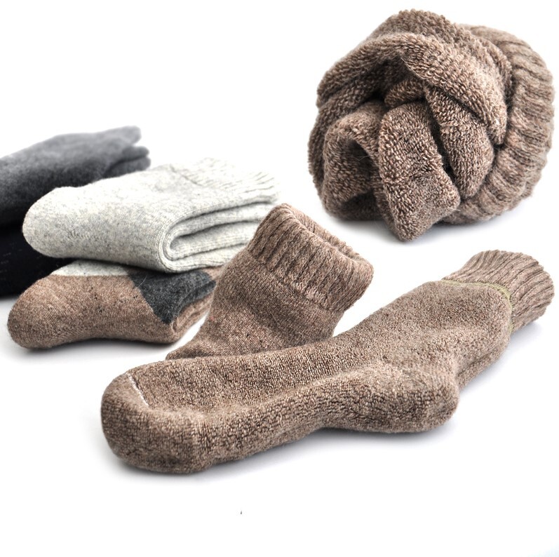 5Pairs Men Merino Wool Thermal Thick Warm Cushioned Fleece Crew Heavy ...