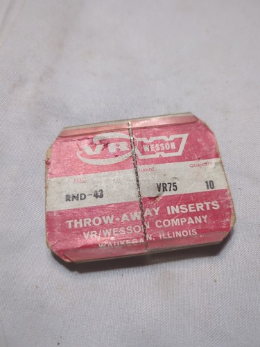 NEW SURPLUS 5PCS. VR/WESSON RND 43 GRADE: VR75 Ceramic Carbide INSERTS ...