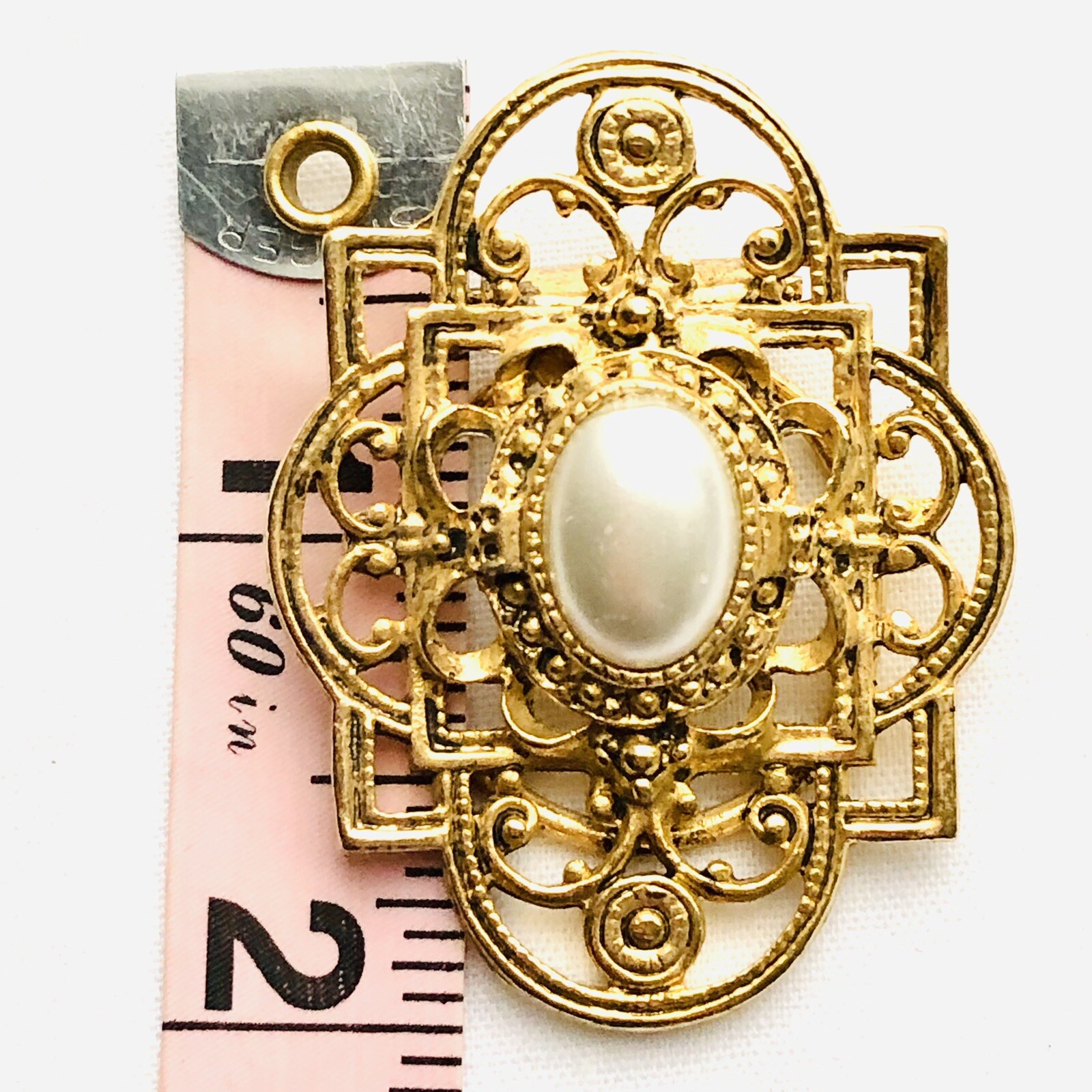 Vintage Faux Pearl Scarf Dress Clip Clasp Victorian Revival Jewelry 2 ...