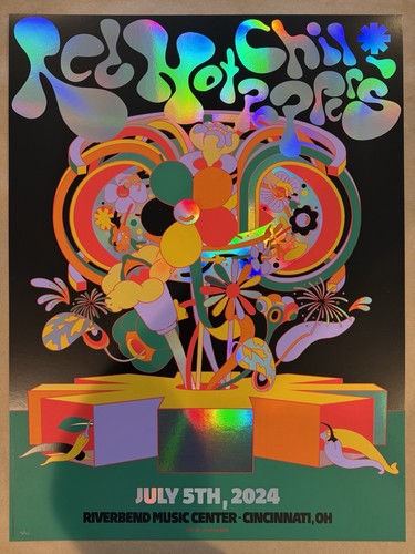 Red Hot Chili Peppers Cincinnati OH Riverbend Music Center FOIL Poster ...