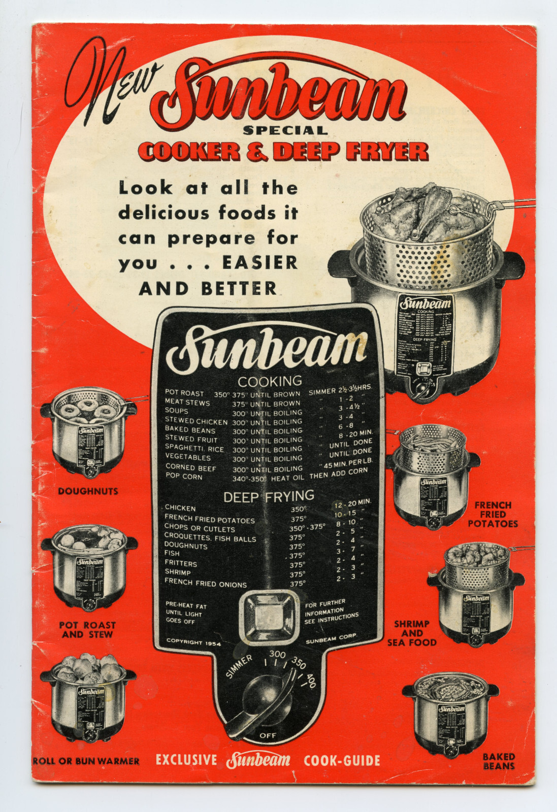 Vintage 1952 Sunbeam Special Cooker And Deep Fryer Manual And Cookbook ...