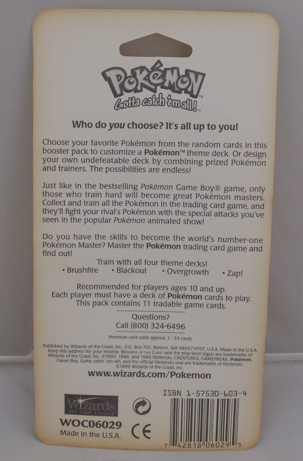 Sealed 1999 Wizards Of The Coast Pokemon Blister Pack Trading Card ...